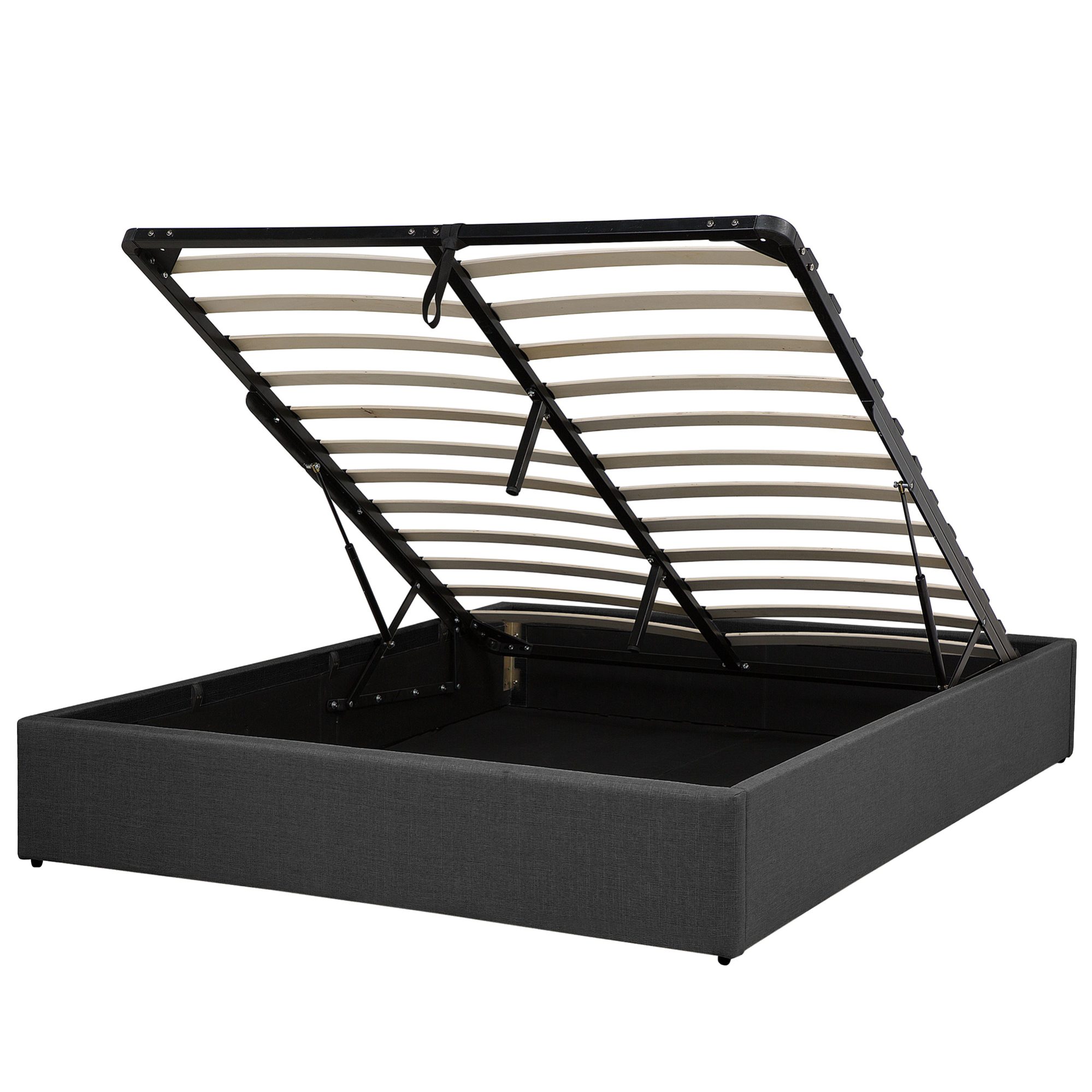 Beliani Lit avec coffre en tissu gris 140x200 DINAN | Leroy Merlin