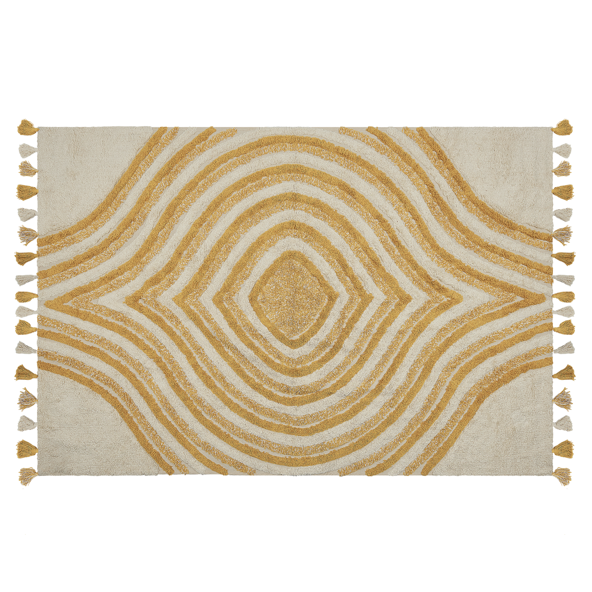 Tappeto cotone beige chiaro e senape 140 x 200 cm BINGOL | Leroy Merlin