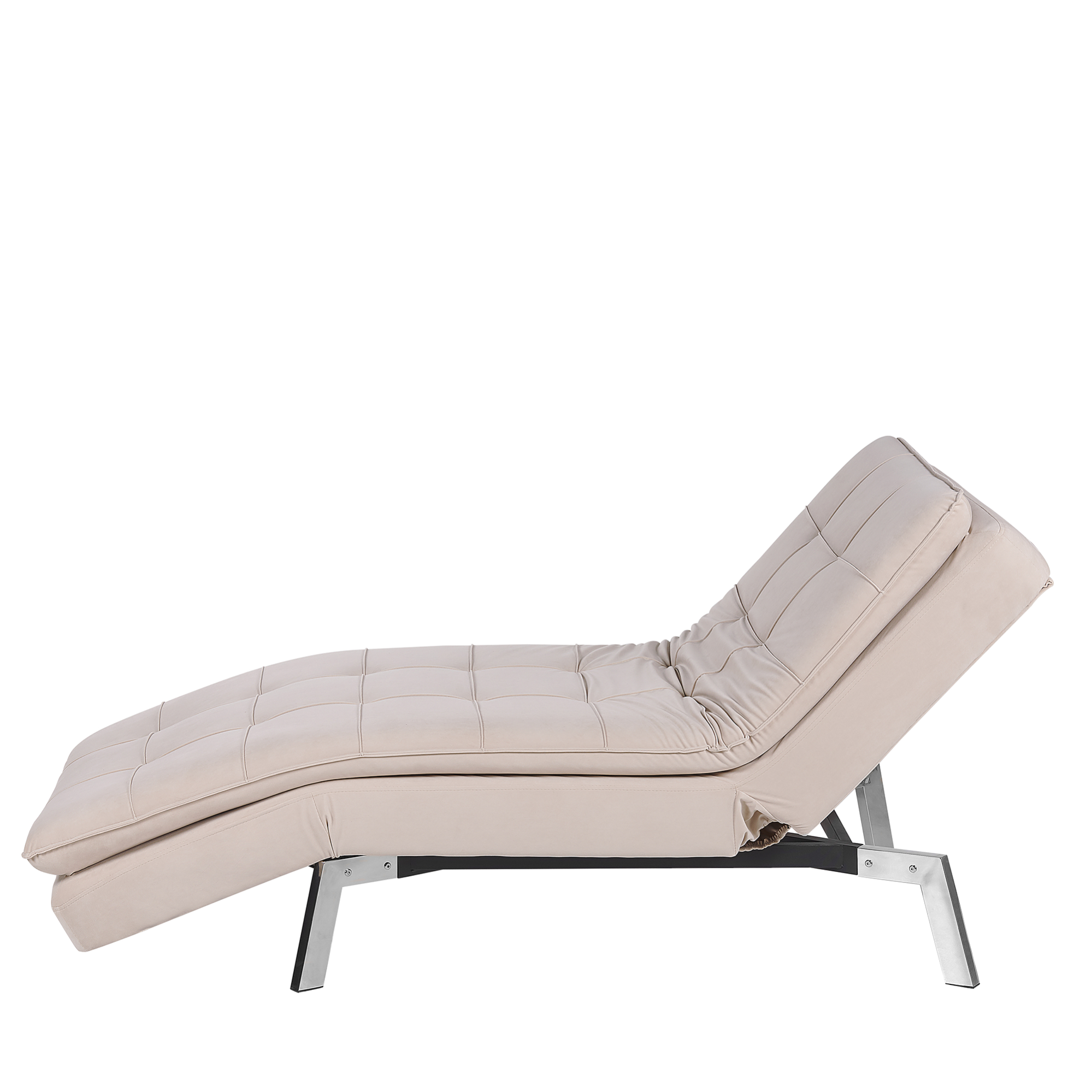 Chaise longue regolabile in velluto beige LOIRET | Leroy Merlin