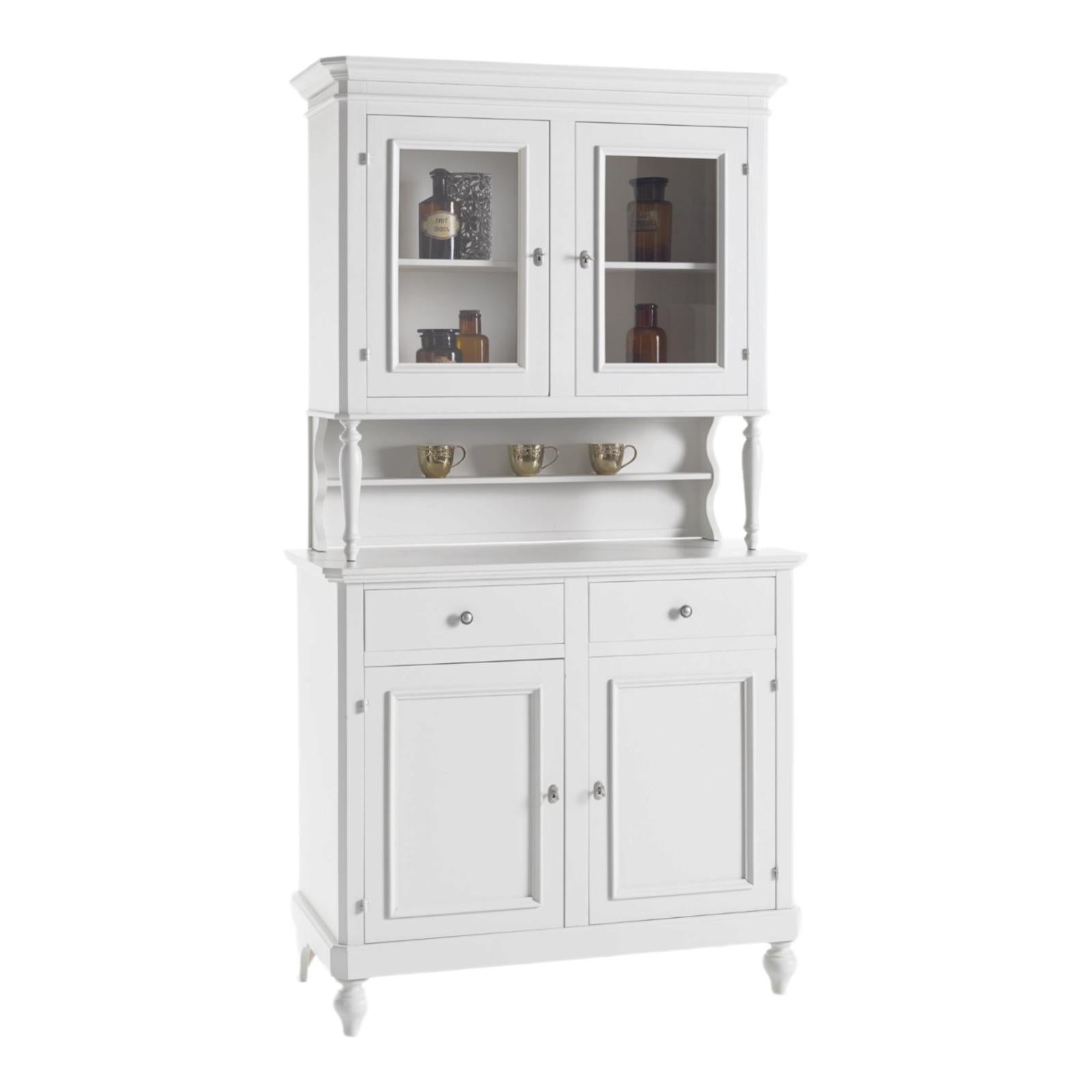 MOBILI 2G - Cristalliera 4 ante napoletana in legno massello bianco opaco 112 X 49 X 206 | Leroy ...