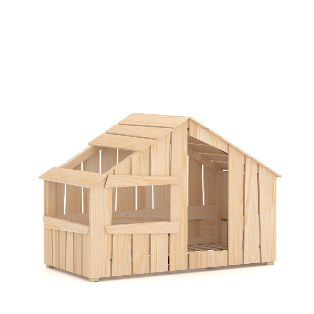 Chalet lit simple en contreplaqué de pin 190x80 naturel | Leroy Merlin