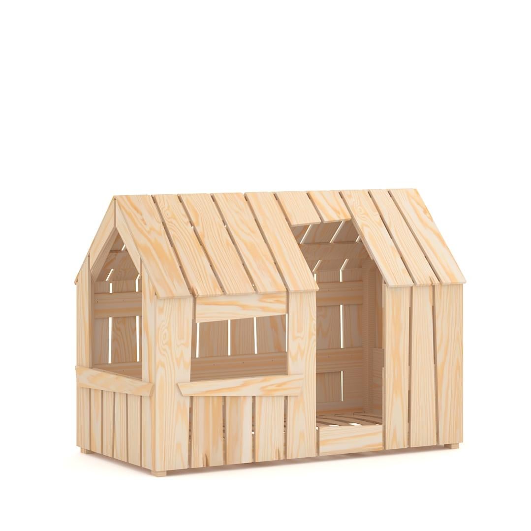 Chalet lit simple en contreplaqué de pin 180x80 naturel | Leroy Merlin