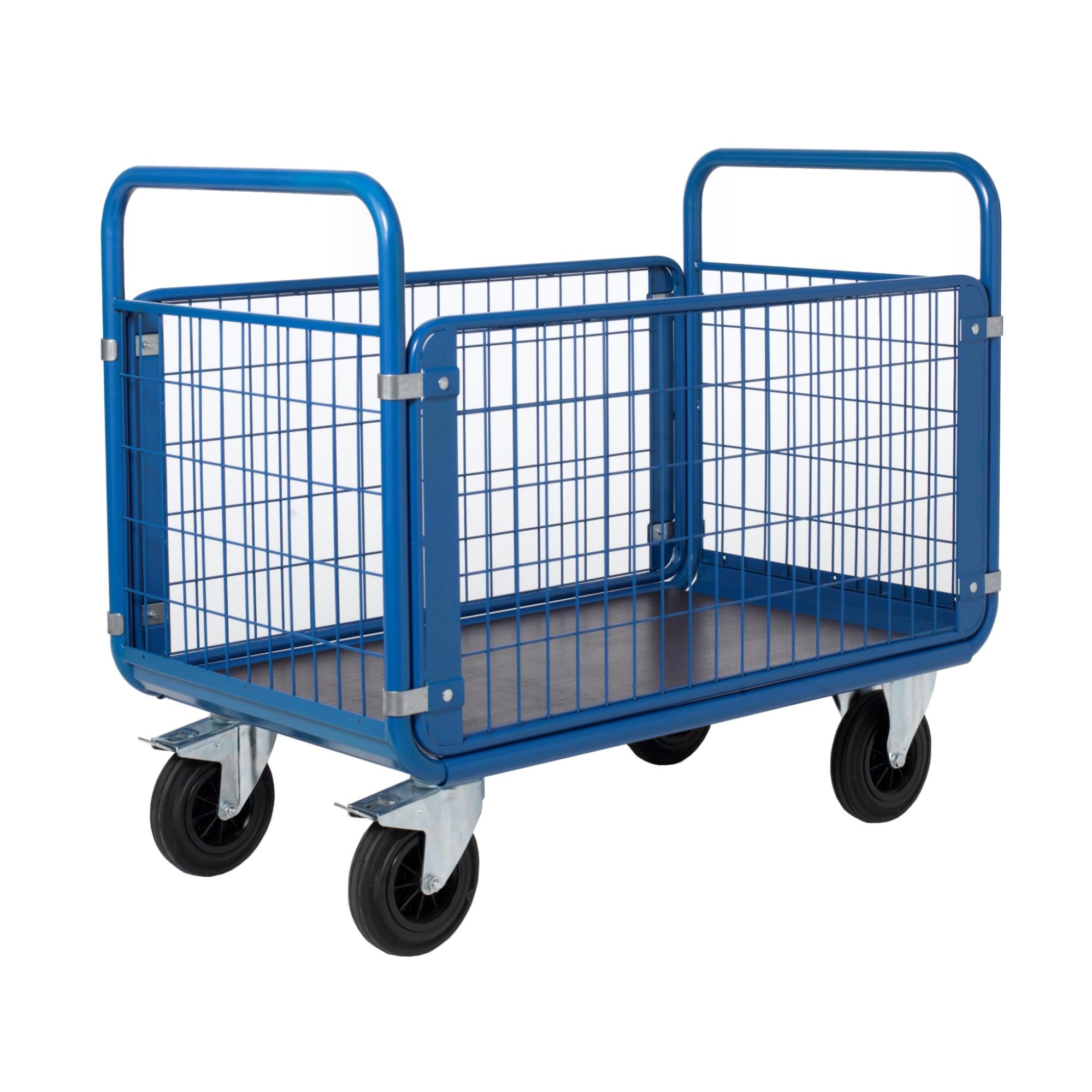 Chariot manutention 4 côtés grillagés charge 500kg - 70 x 120 x 100cm ...