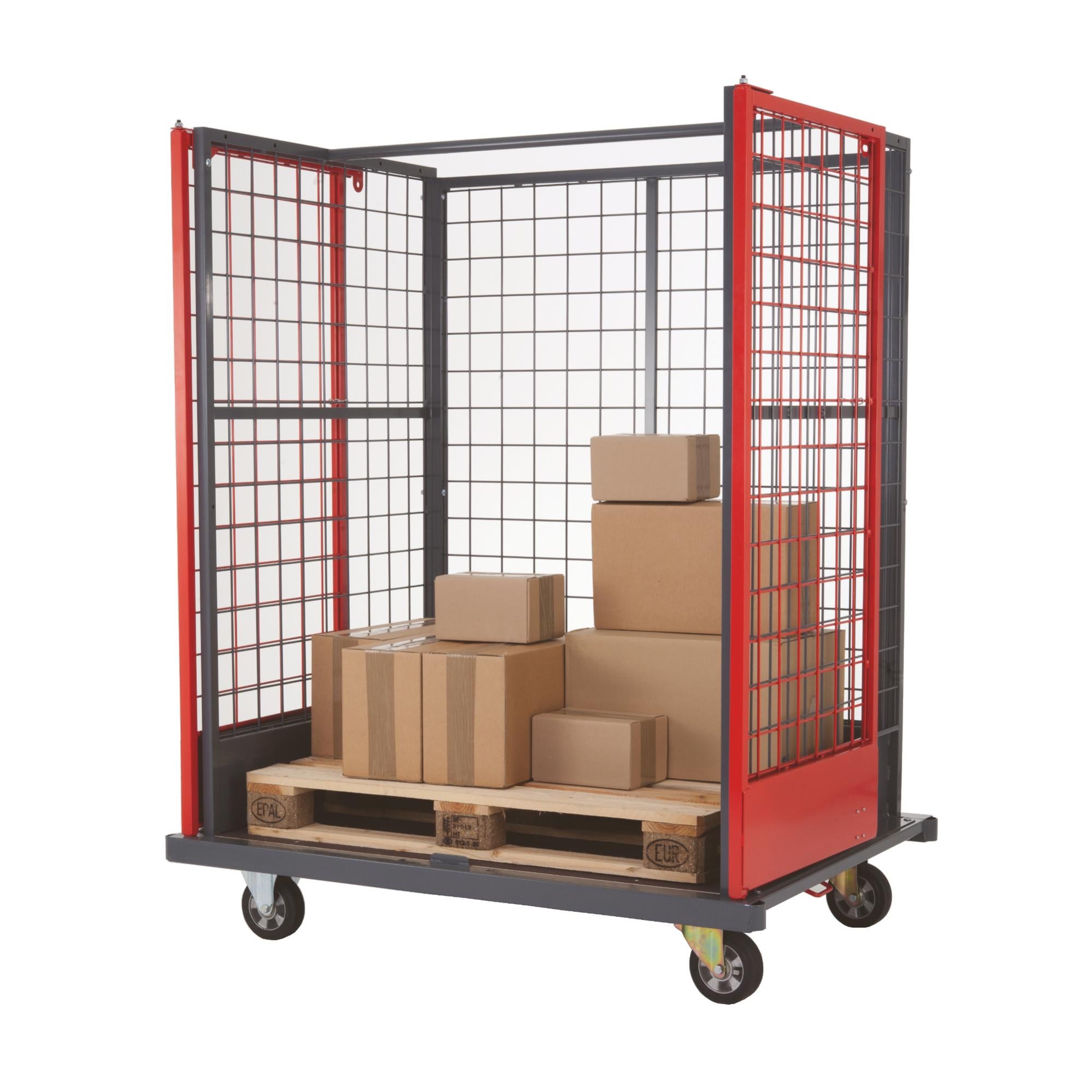 Chariot logistique charges volumineuses 3 côtés 1 porte - 115 x 154,4 x ...