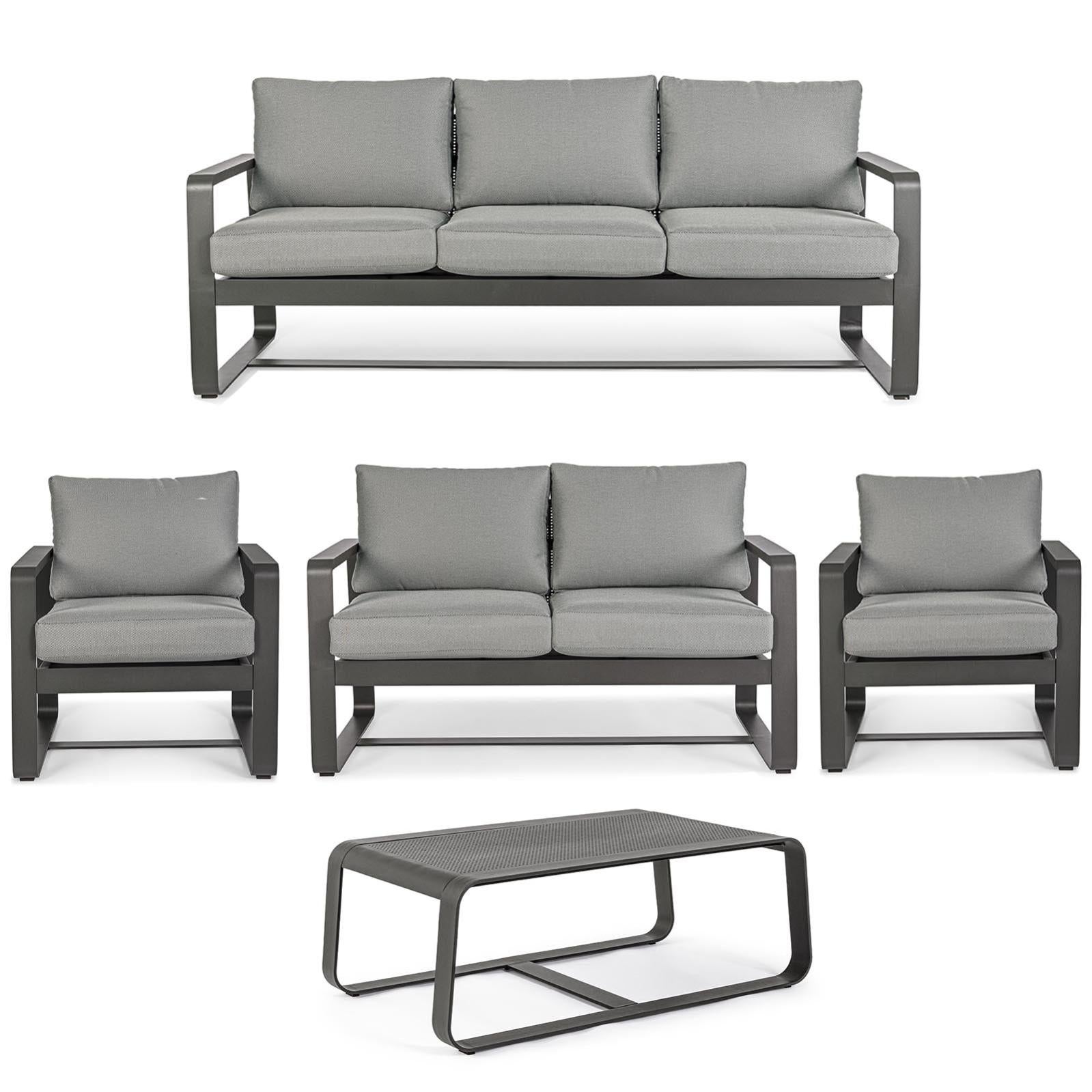 Salottino con cuscini "Merrigan" in alluminio verniciato da giardino e ...