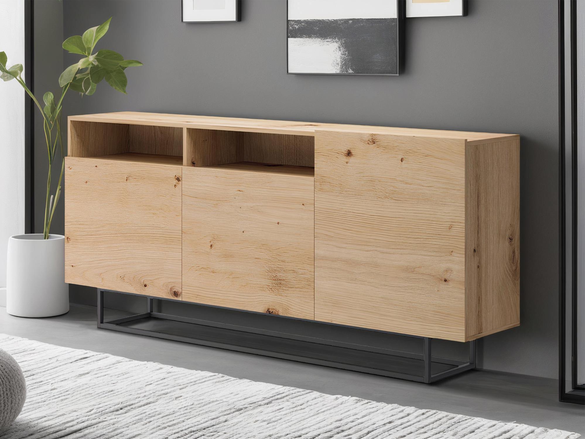 Kyle - buffet bas - bois et métal noir - 180 cm - style industriel ...