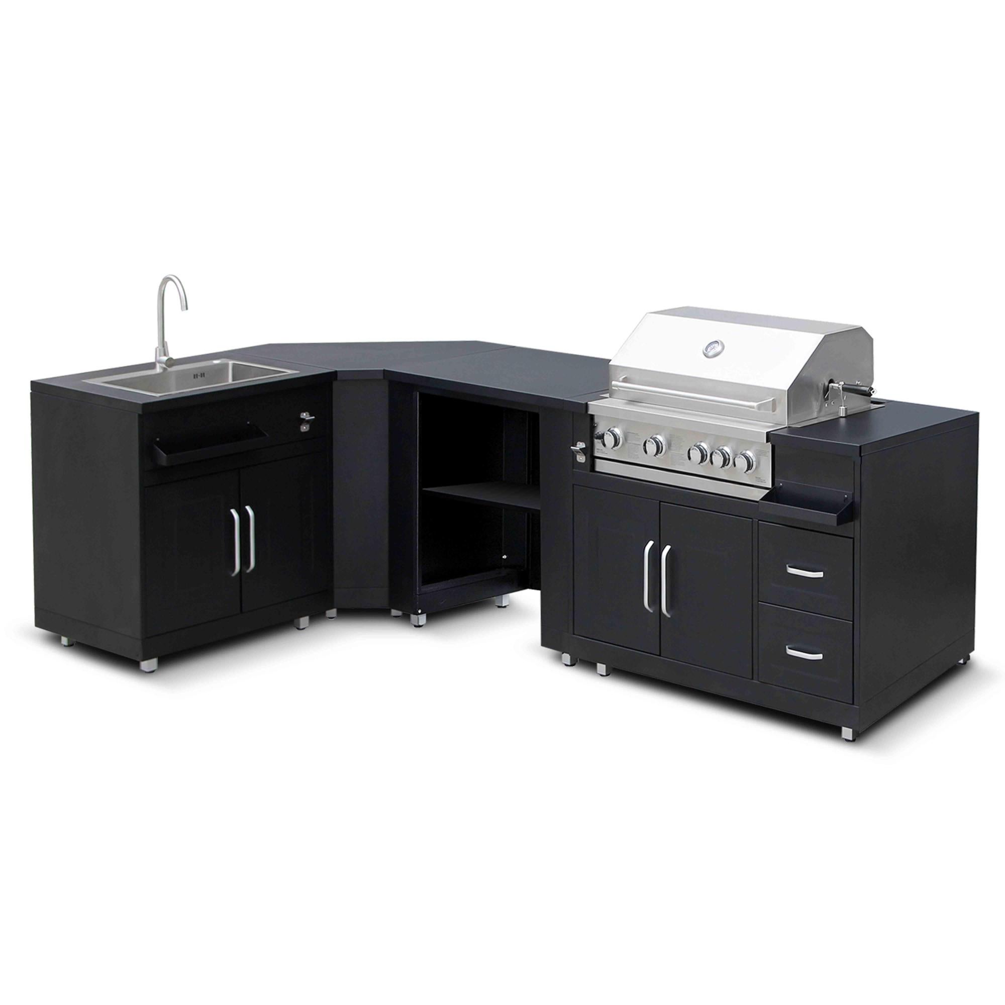 Cucina da esterno ad angolo con 4 elementi, lavello e barbecue, Memphis ...