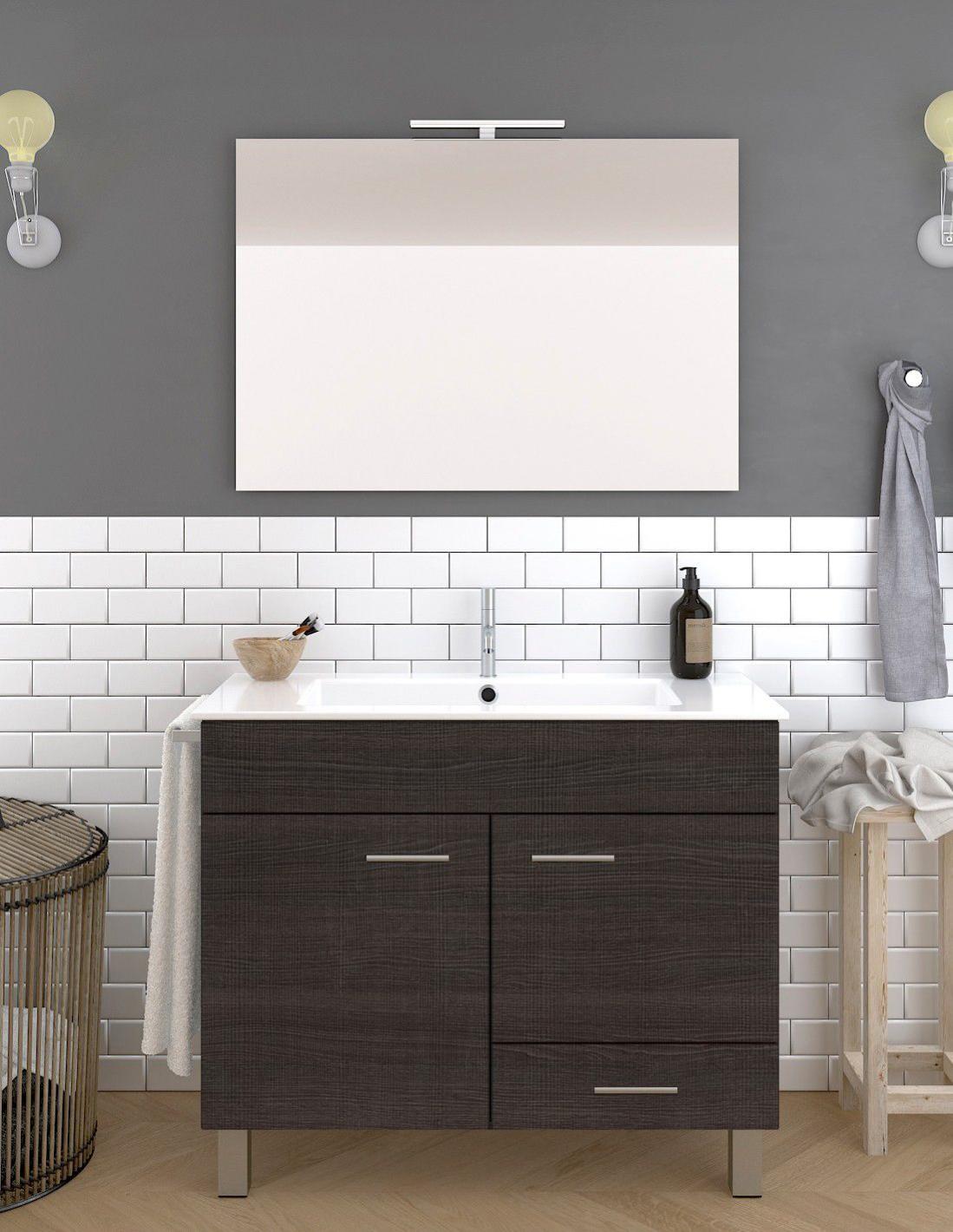 Mueble de Baño Samos 2 puertas y un cajón incluye lavabo y espejo ...