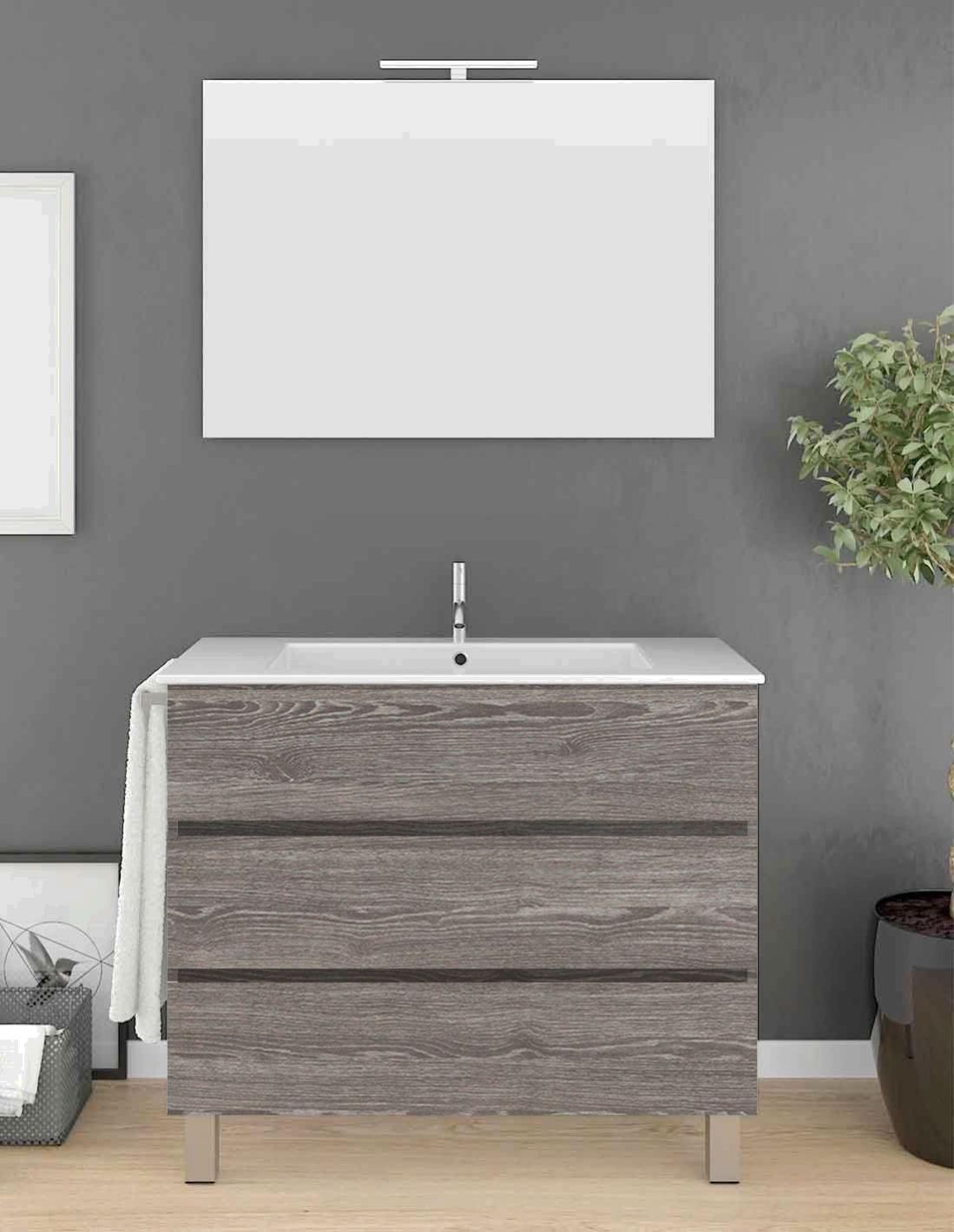 Set da bagno Imperia 3 cassetti Include Mobile, Lavabo e Specchio ...