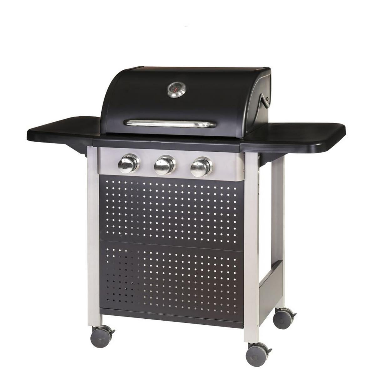 Barbacoa de gas Birgitt con 3 quemadores de acero negra | Leroy Merlin