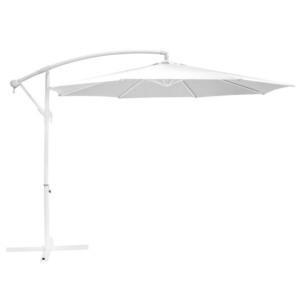 Parasol de jardín excéntrico Alba con manivela blanco de aluminio ...
