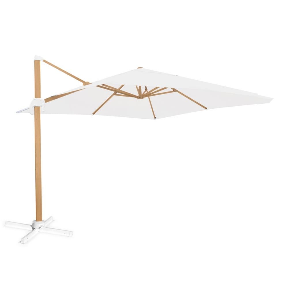 Parasol de jardín excéntrico Tiber con manivela blanco de aluminio ...