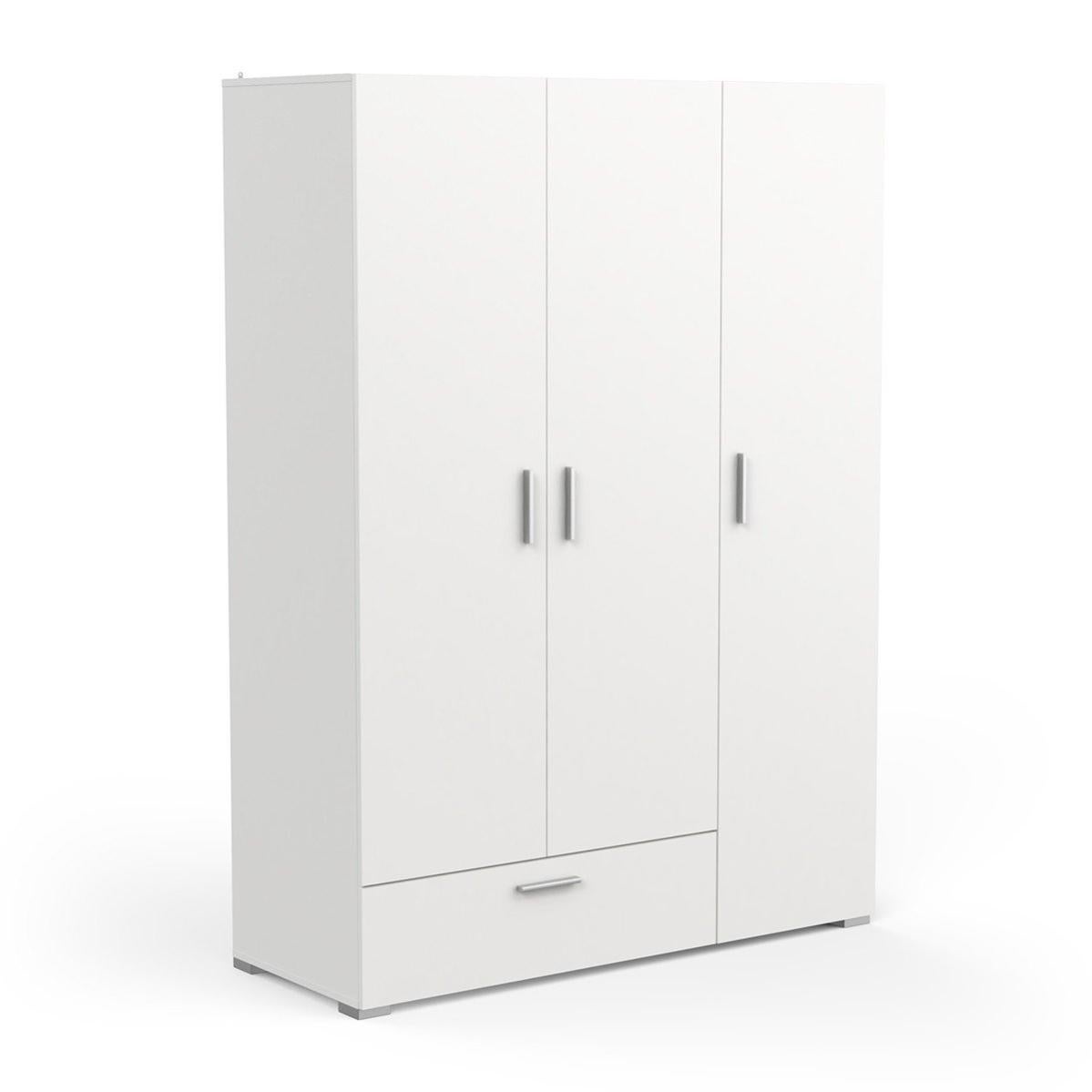Armoire 3 portes, 1 tiroir et penderie avec lingère - L134,6 cm | Leroy ...