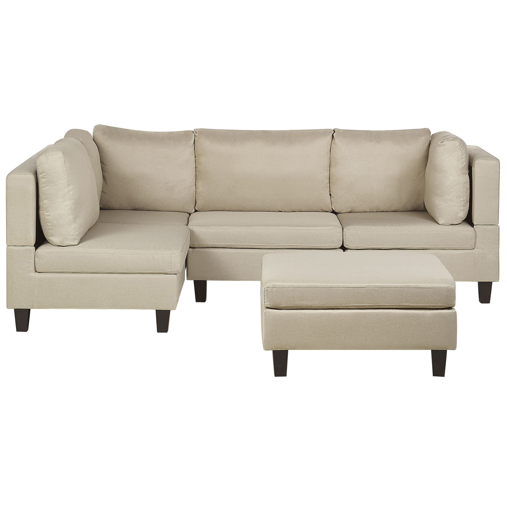 Divano modulare 4 posti tessuto beige con ottomana destro FEVIK | Leroy ...