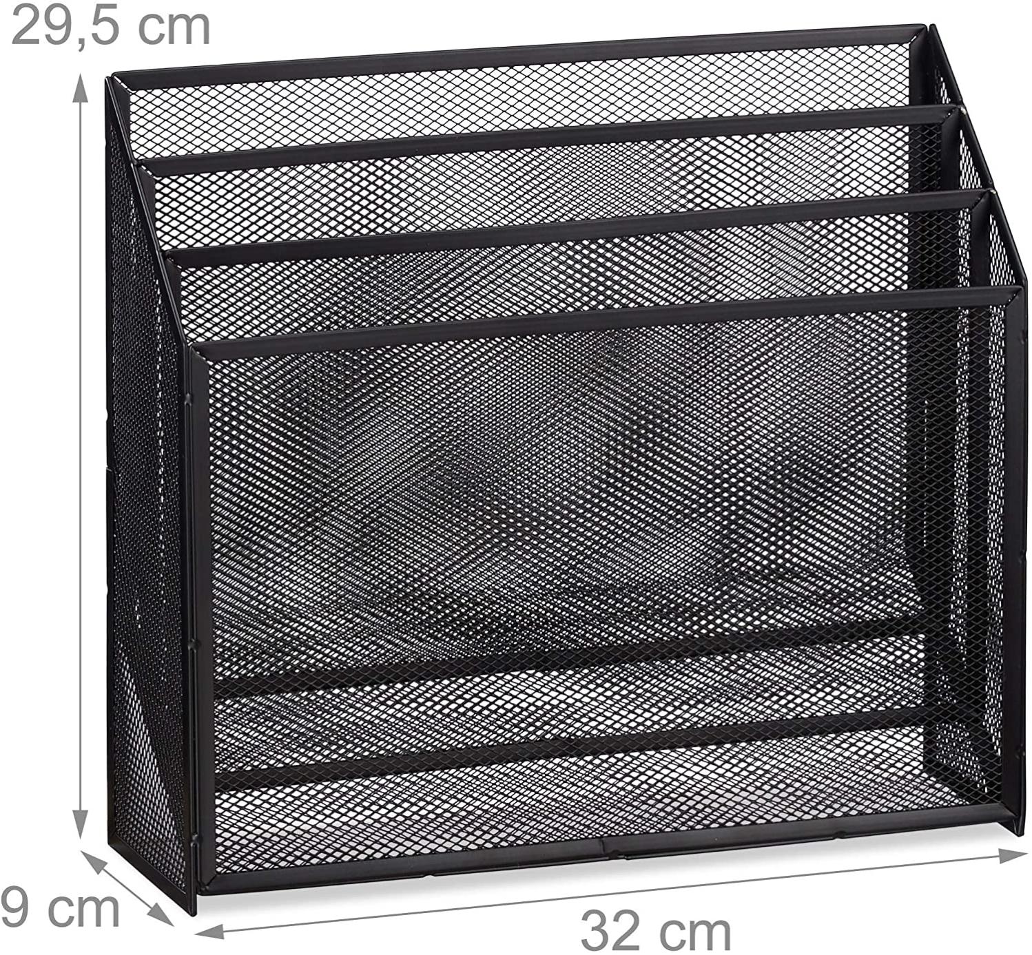 Rangement documents bureau à 3 cases métal noir 13_0002385 | Leroy Merlin