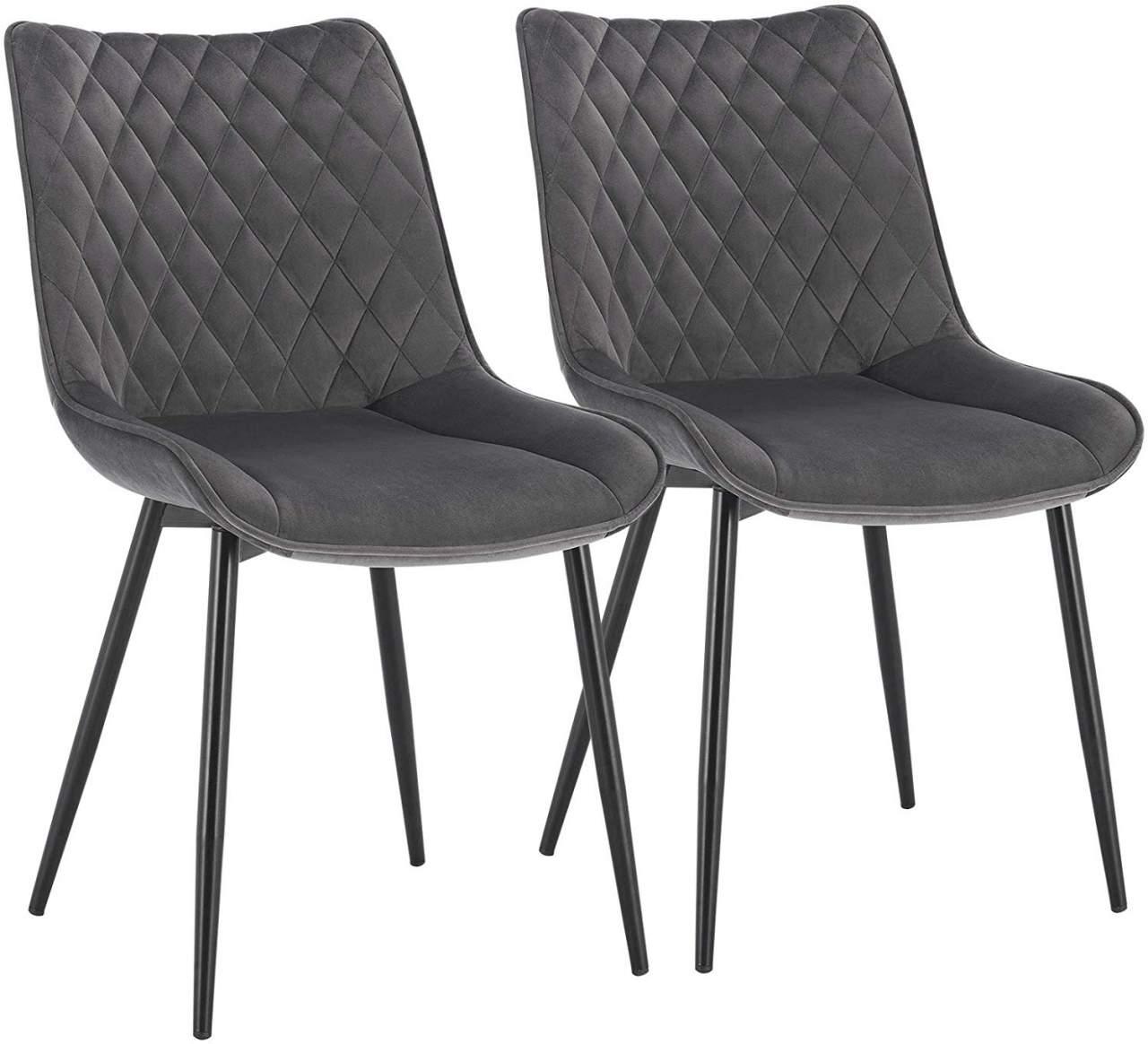 Chaises de cuisine 2 pièces en velours gris foncé 19_0000412 | Leroy Merlin