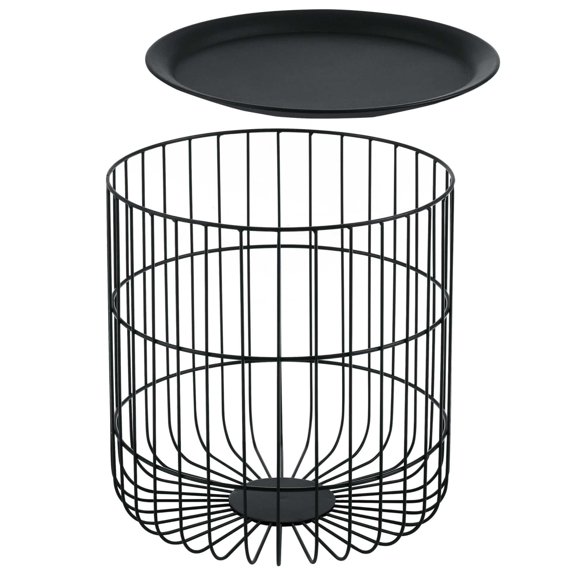 Table basse design table de salon panier plateau amovible métal 40 x 40 ...