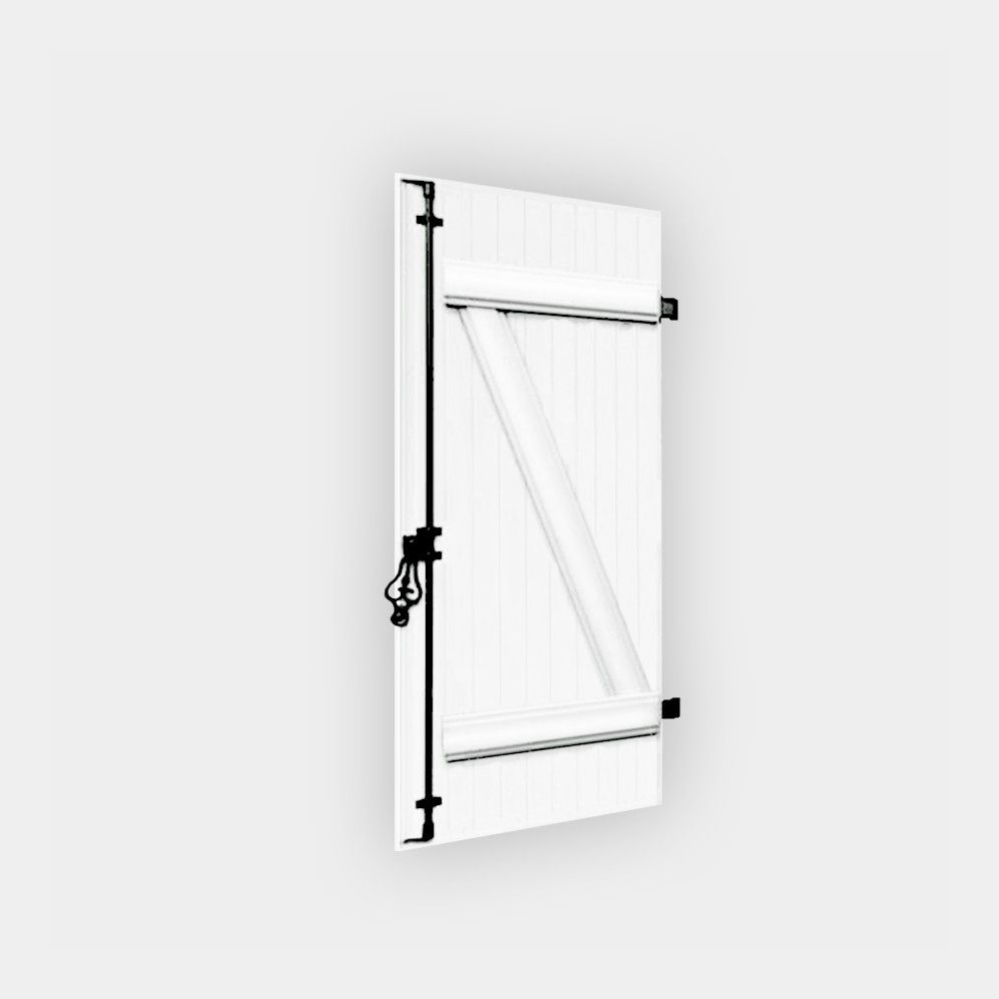 Volet battant PVC 1 vantail H205 x L80 cm blanc à barres et écharpes ...