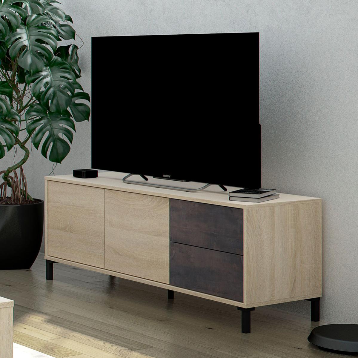 Mobile porta TV moderno soggiorno salotto camera letto ROVERE + OSSIDO ...