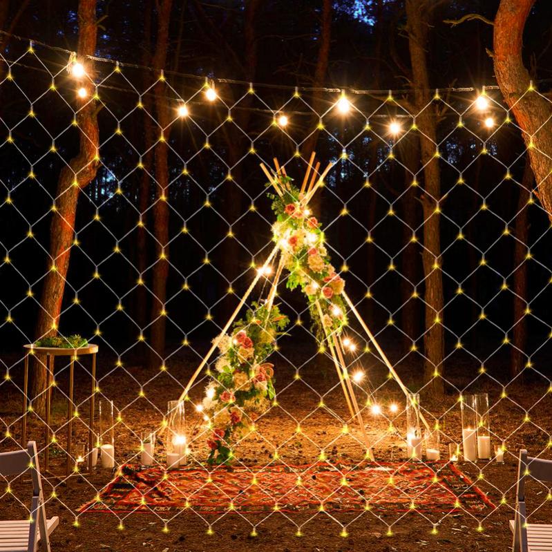 Luce di tenda LED 3*2M Luce di stringa Luce esterna 8 modi Bianco caldo ...