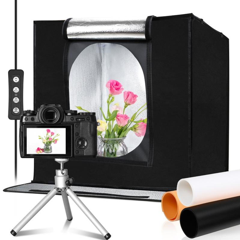Boîte à Lumière pour Studio Photo 60x60cm Luminosité Réglable Portable ...