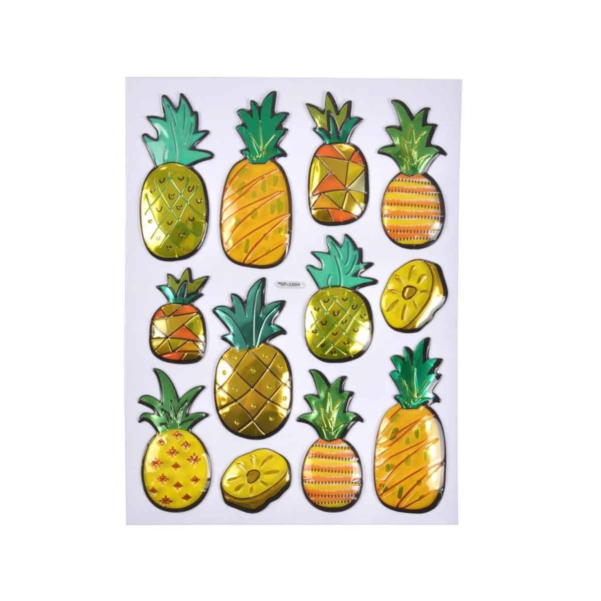 Paris Prix - Stickers 3d En Métal "ananas" Jaune & Vert | Leroy Merlin