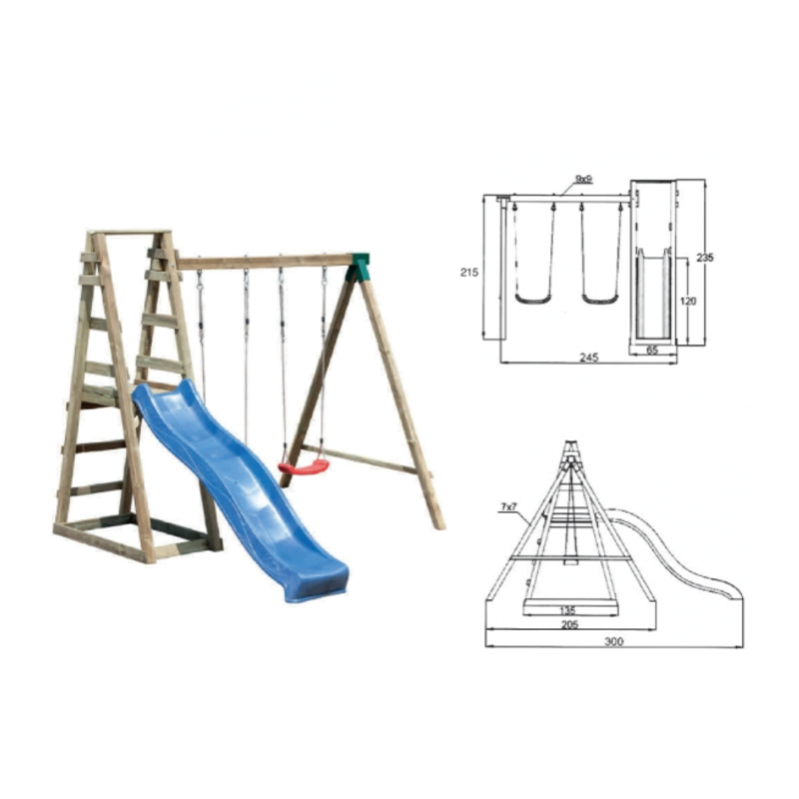 Altalena doppia con scivolo 245x300xH235cm | Leroy Merlin