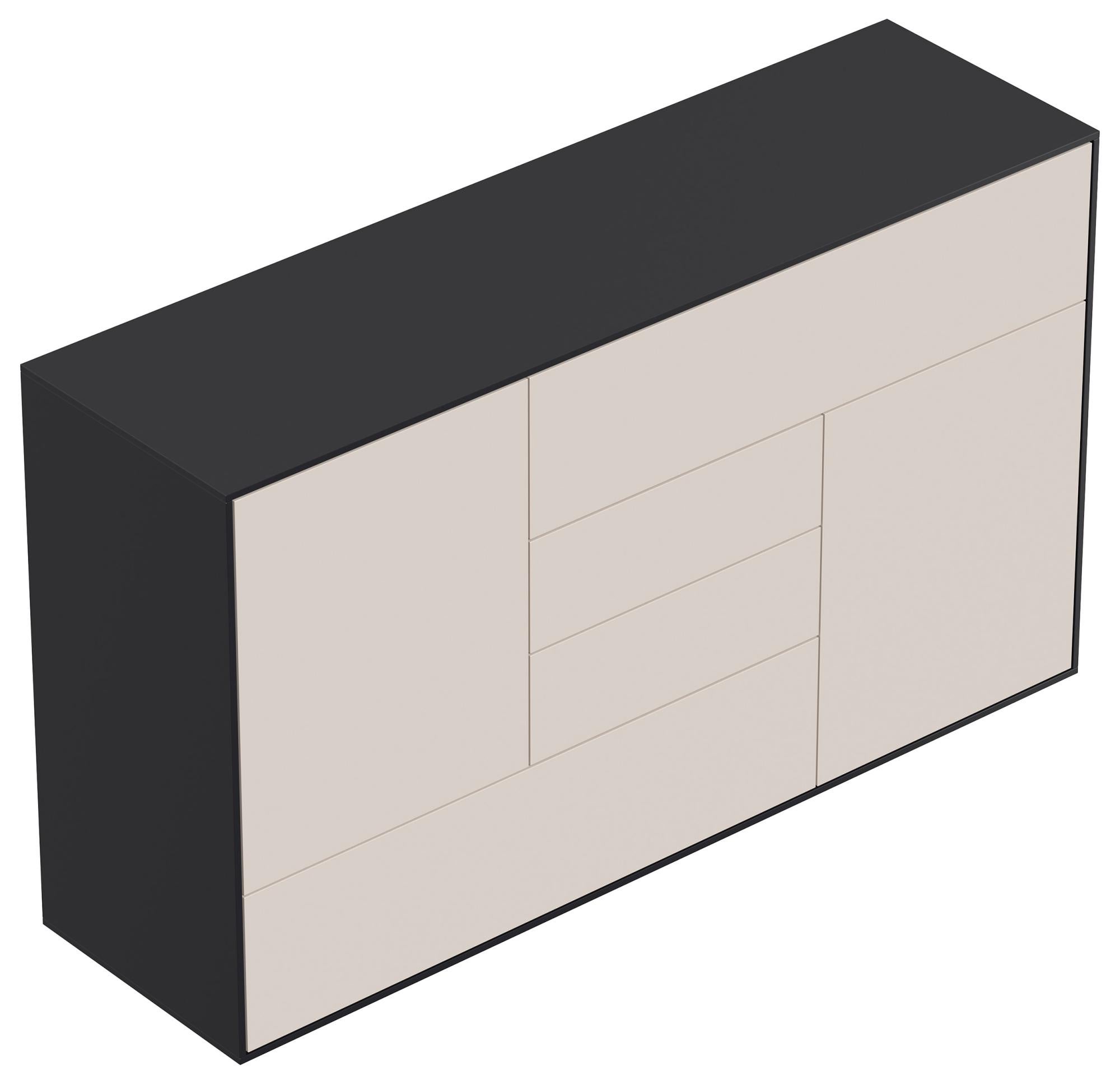 Buffet Karat A 140cm avec 2 portes et 4 tiroirs Push to Open Creme ...