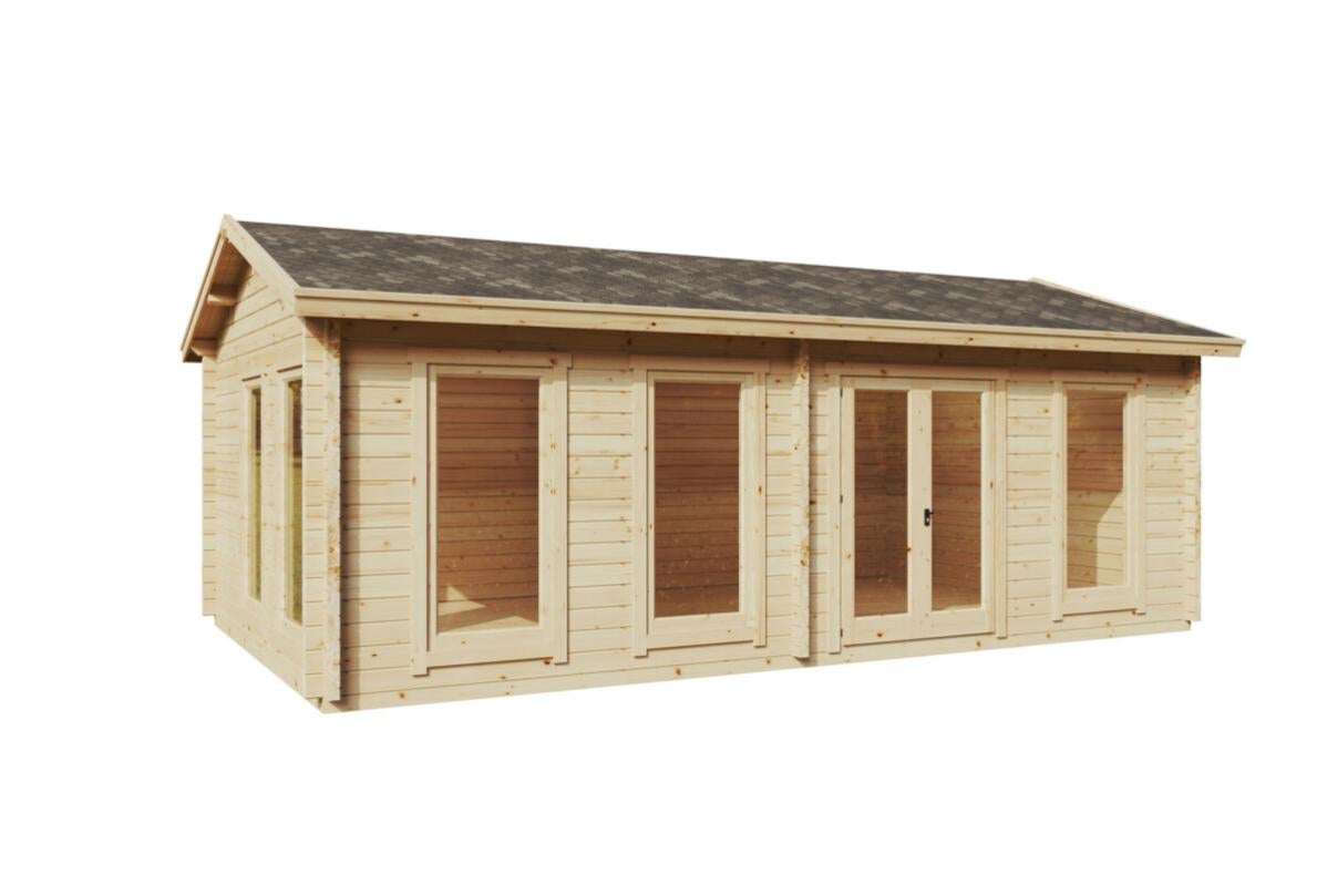 Caseta de madera modelo F / 26m² / 7x4m / 70mm | Leroy Merlin