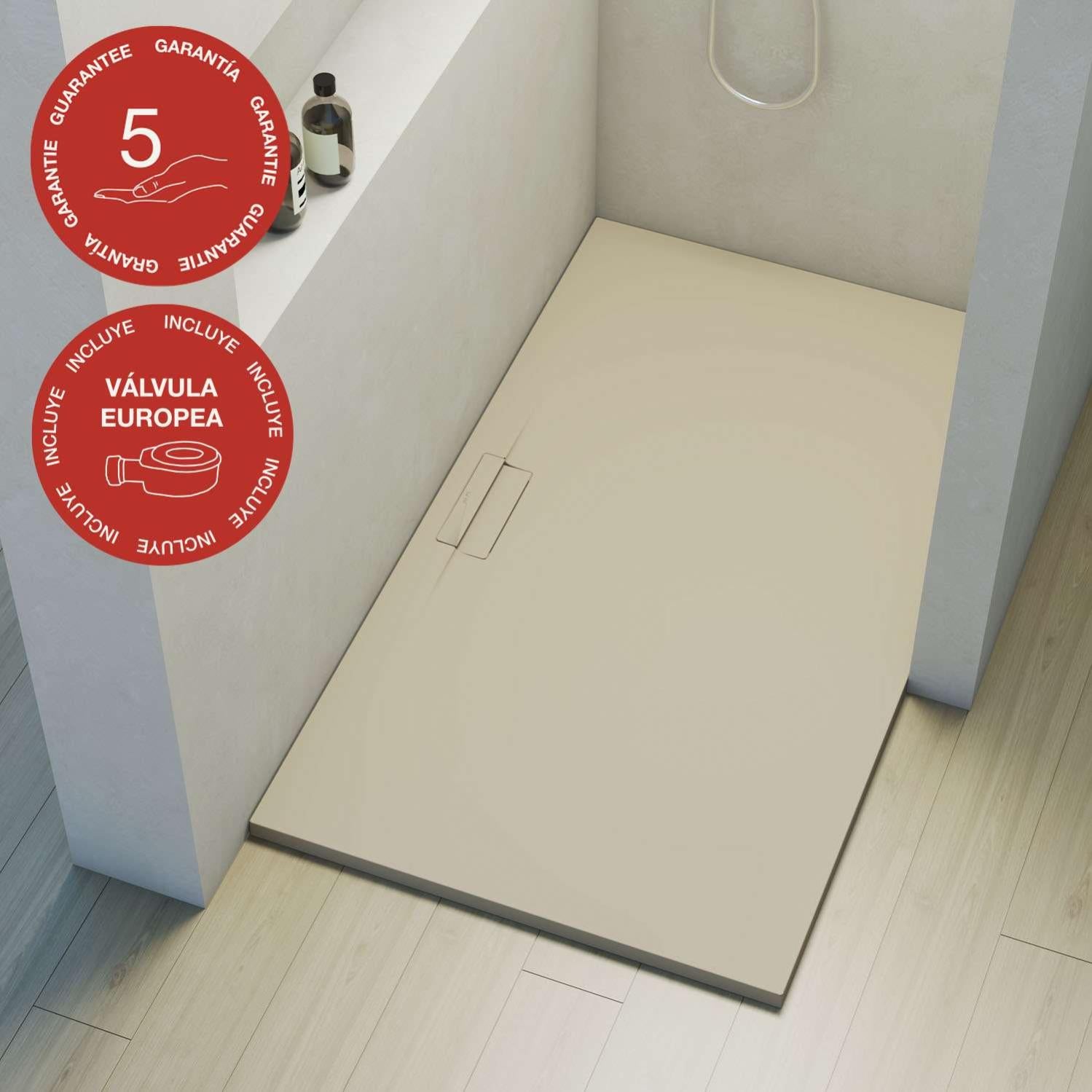 Plato de ducha POALGI - 80x160 cm - Perla - Serie Shile - Extraplano y ...