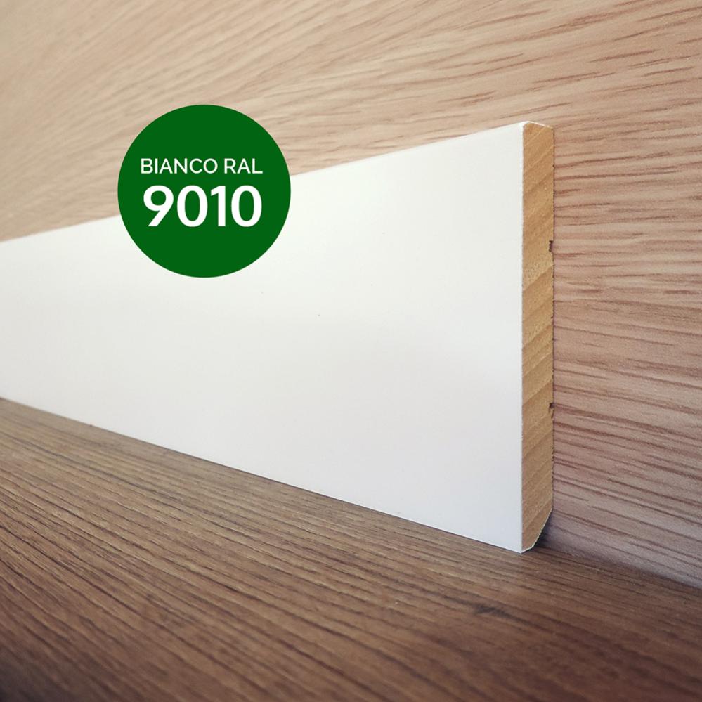 Onlywood 5 ML di Battiscopa Legno Massello BIANCO Laccato RAL 9010 - 80 ...
