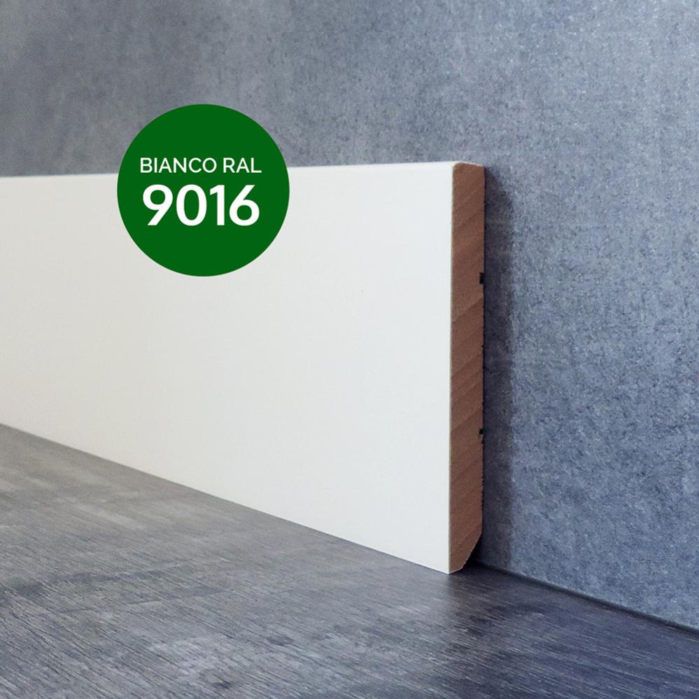 Onlywood 5 ML di Battiscopa Legno Massello BIANCO Laccato RAL 9016 - 80 ...