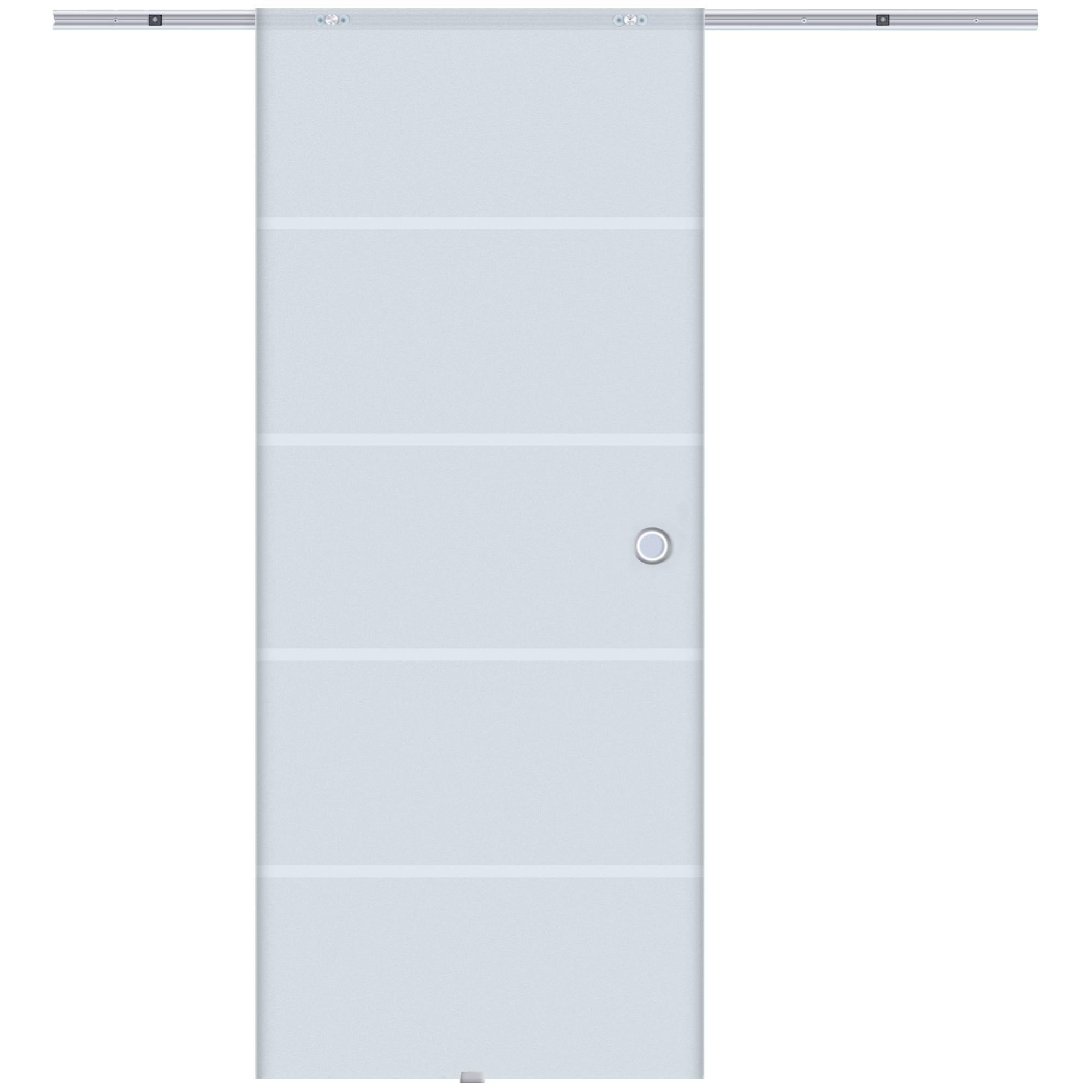 Porta Scorrevole Vetrata 90x205 cm Satinata a Strisce Trasparenti ...