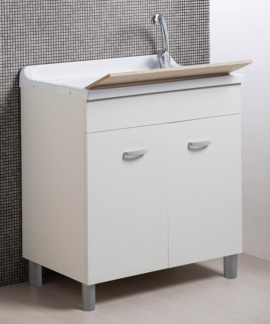 Mobile Lavatoio in ABS 80x50x88 cm 2 Ante Ambrosini Doris Bianco Opaco ...