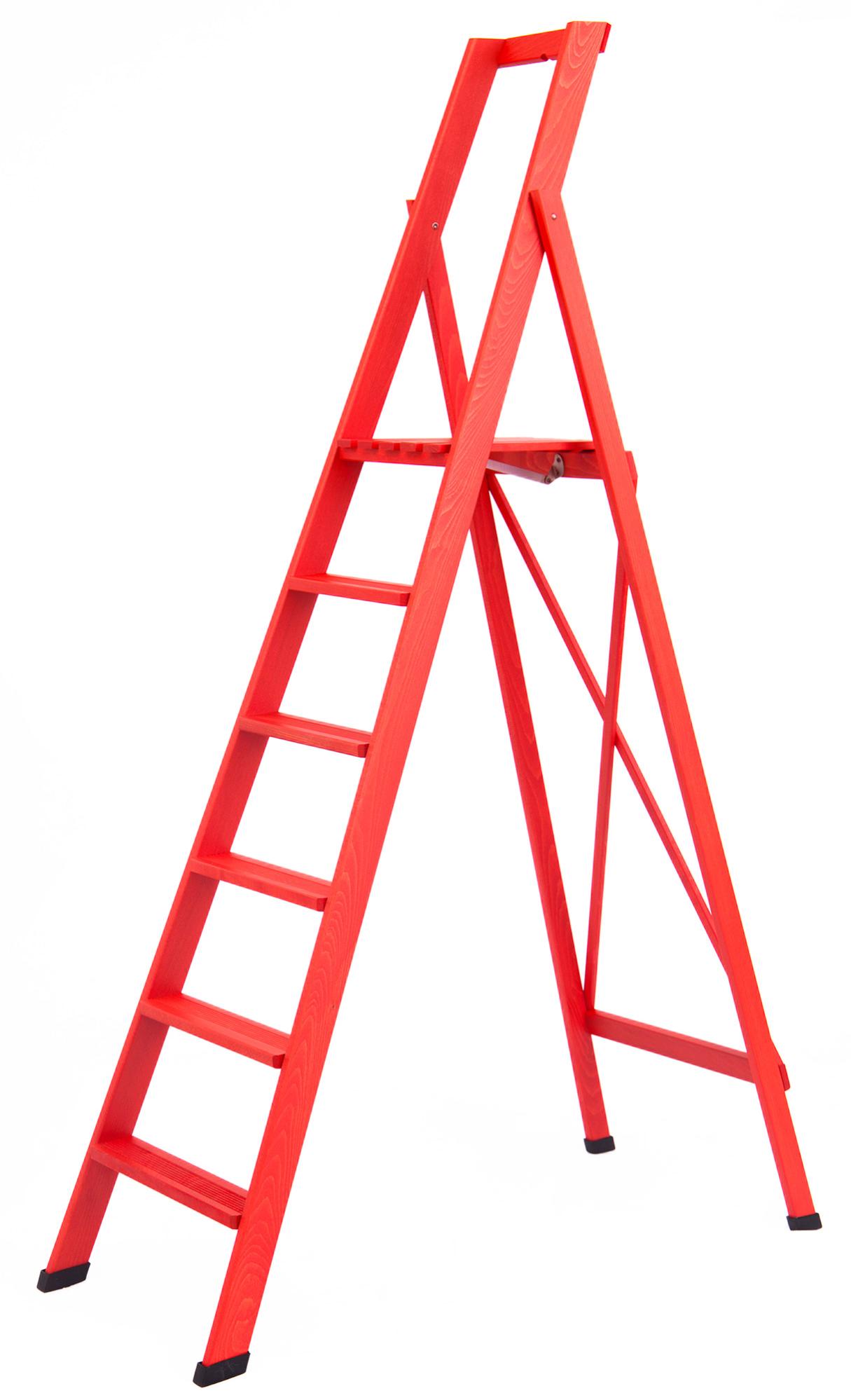 Scala Pieghevole in Legno 6 Gradini H130 cm Rossa | Leroy Merlin