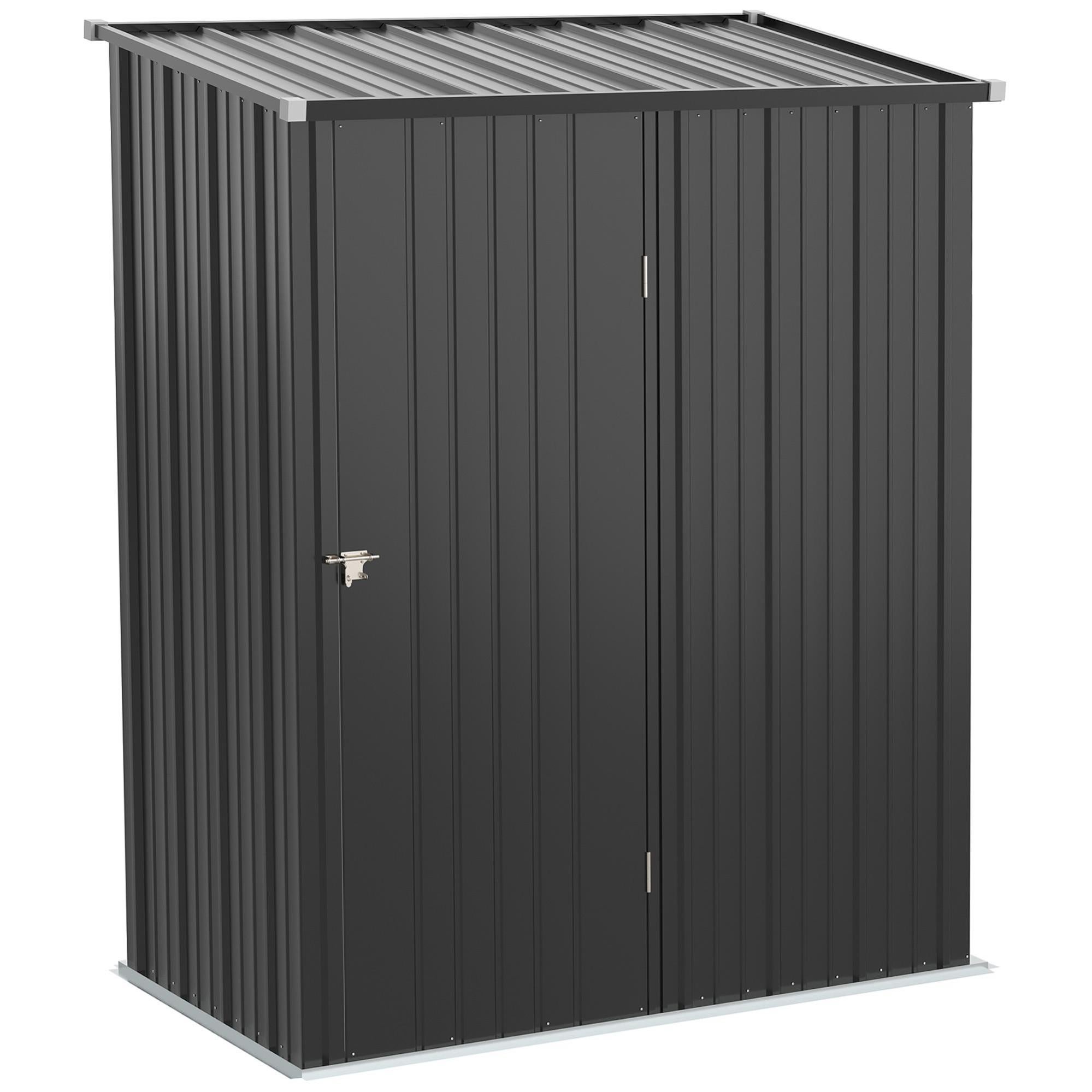 Casetta Box da Giardino 161,5x94,5x196 cm in Lamiera Acciaio Nero ...