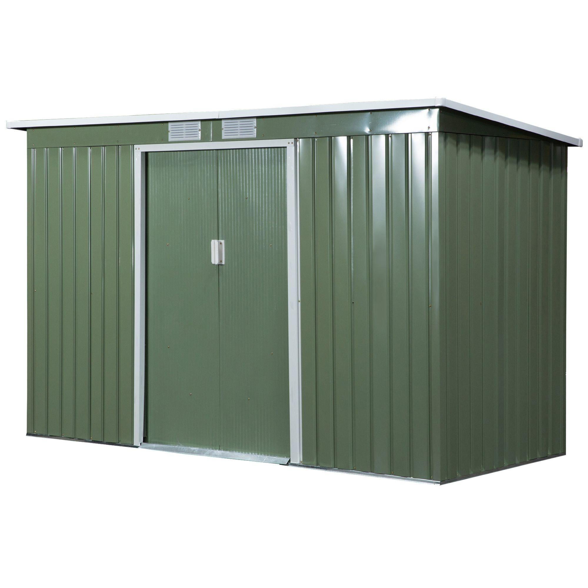 Casetta Box da Giardino 280x130x172 cm in Lamiera di Acciaio Verde ...