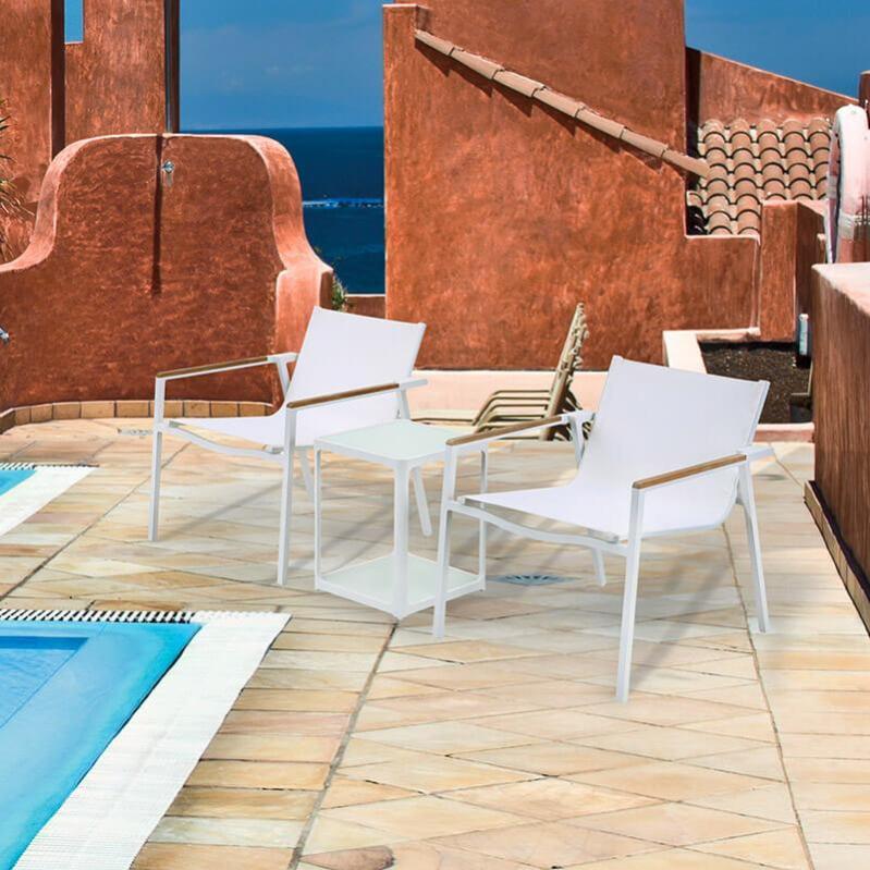 Set Tavolino e 2 Sedie da Giardino in Alluminio Kraus Raffaello Bianco ...