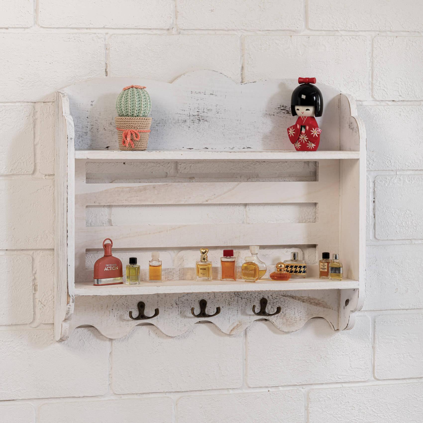 Mensola Appendichiavi in Legno 55x10x44 cm Bretagne Bianco | Leroy Merlin