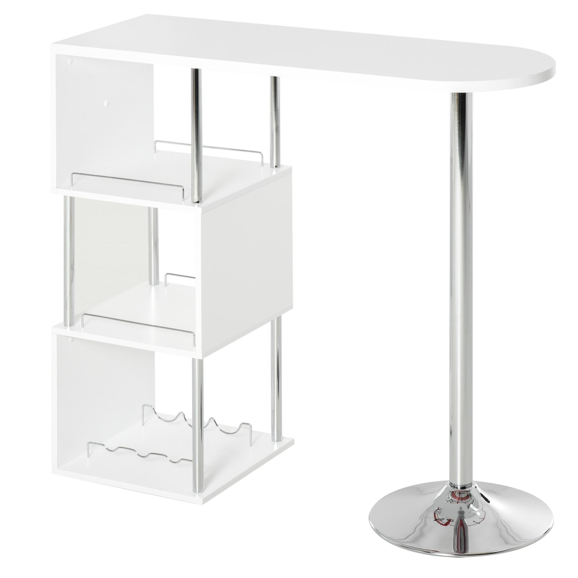 Tavolo Alto da Bar 113x40x105 cm con Mensole e Portabottiglie Bianco ...