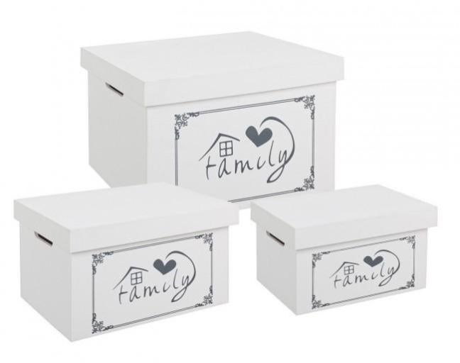 Set 3 Scatole Family Rettangolari Bianco in Legno | Leroy Merlin