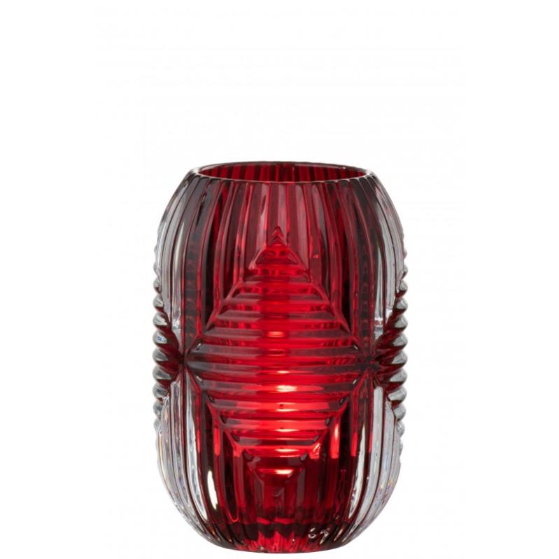 Photophore en verre rouge 9x9x13 cm | Leroy Merlin