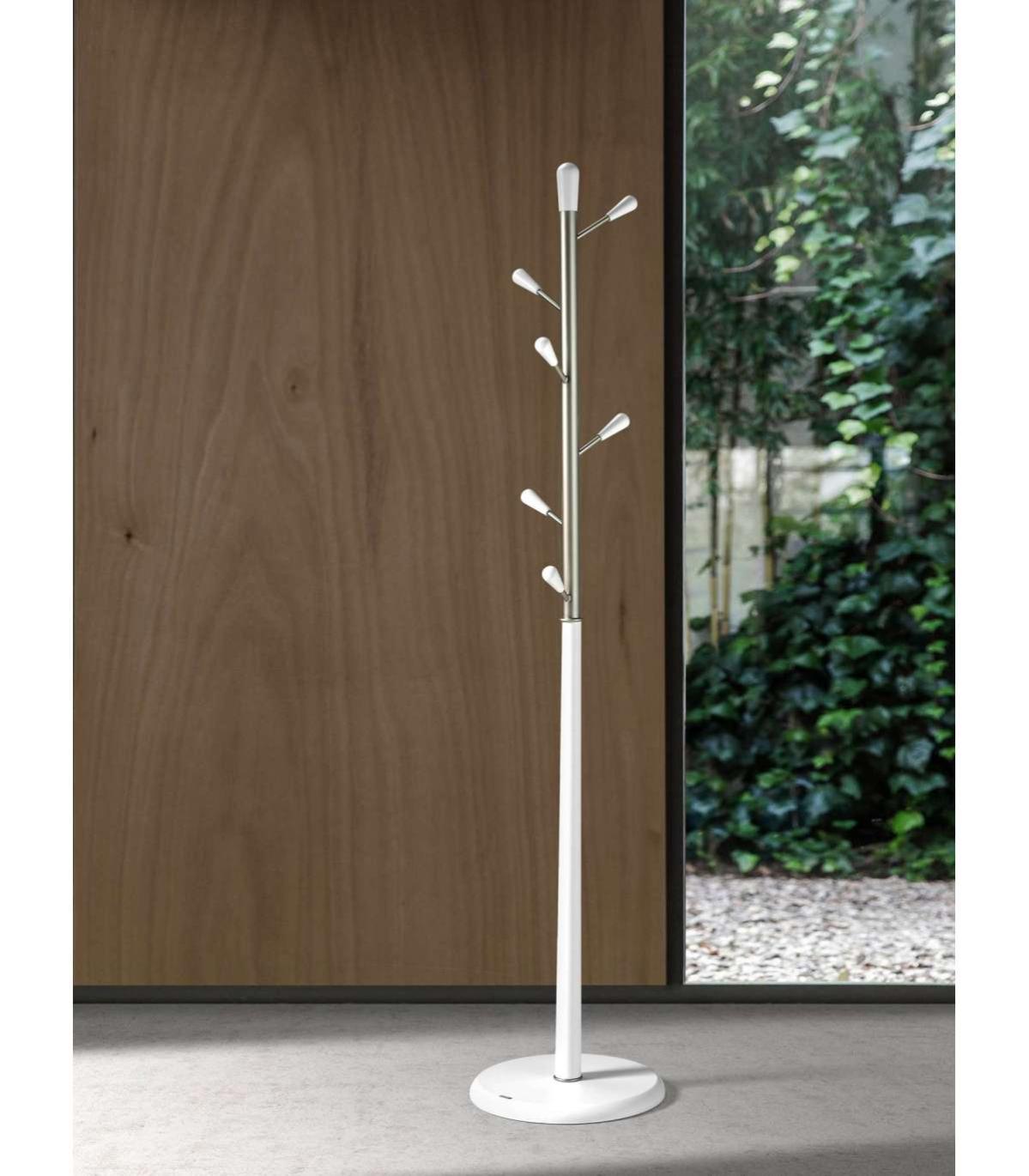 Perchero moderno mod. 413 herrajes en cromo satinado lacado blanco, 190 ...