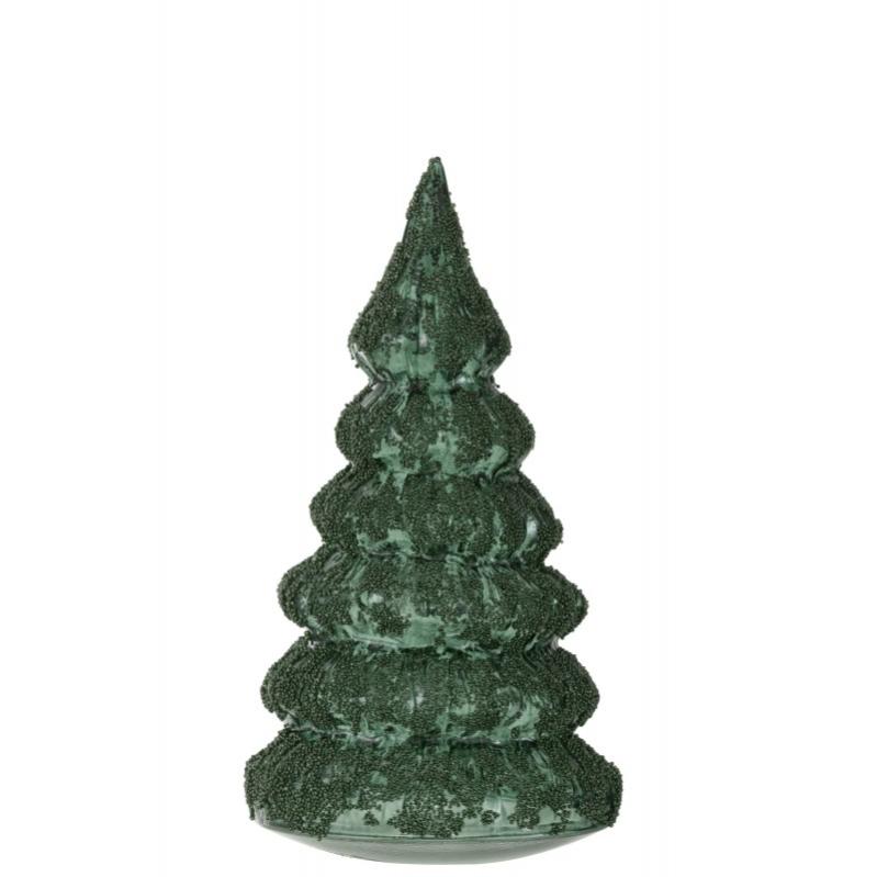 Sapin de Noël décoratif en verre vert givré 12x22cm | Leroy Merlin