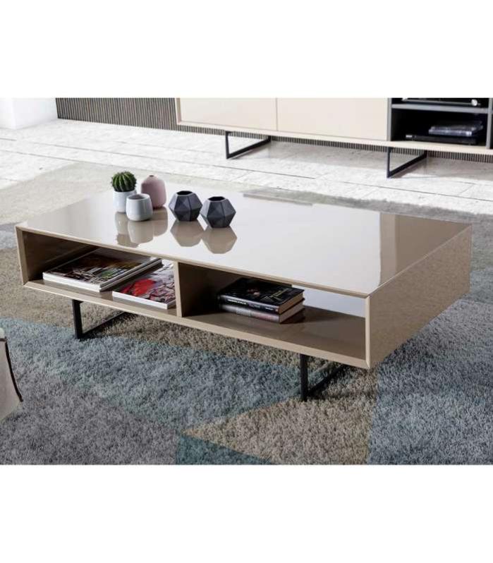 Mesa de centro rectangular en moka alto brillo Mara, 120 x 60 x 35 cm ...