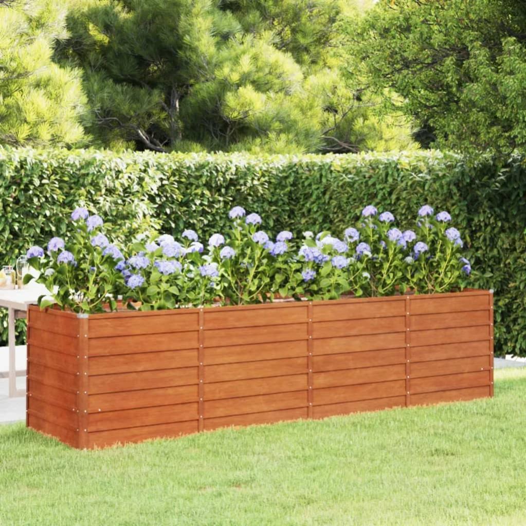 VidaXL Letto Rialzato da Giardino Ruggine 320x80x77 cm Acciaio Corten ...