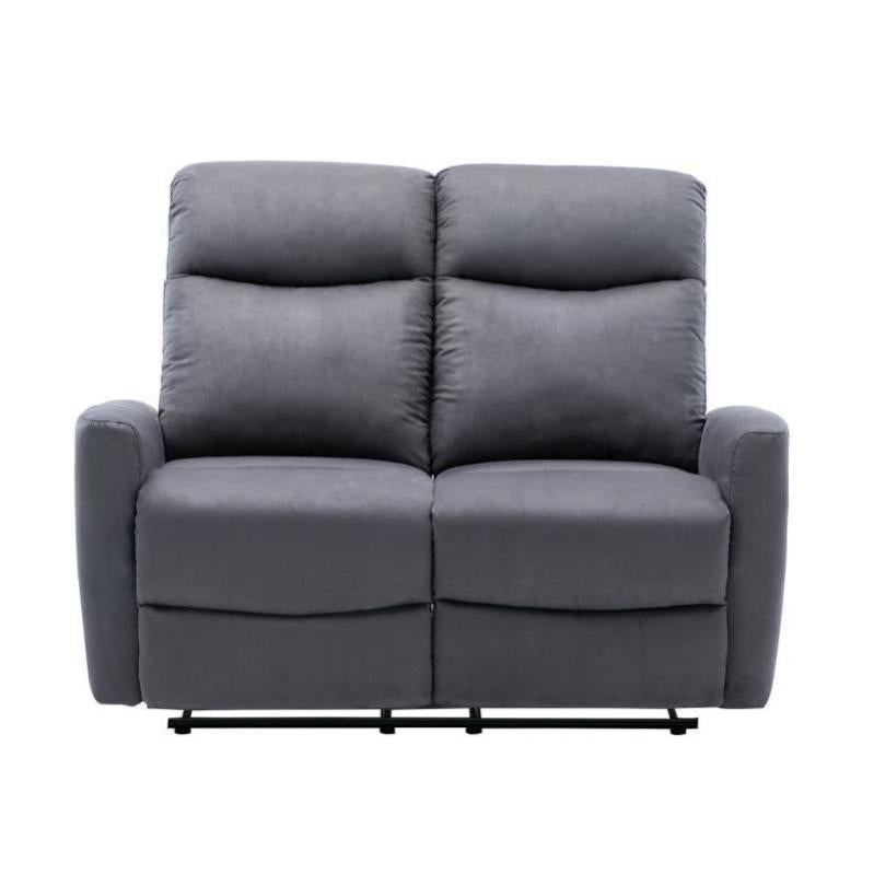 Canape relax manuel 2 places - Tissu gris - L 135 x P 97 x H 98 cm ...