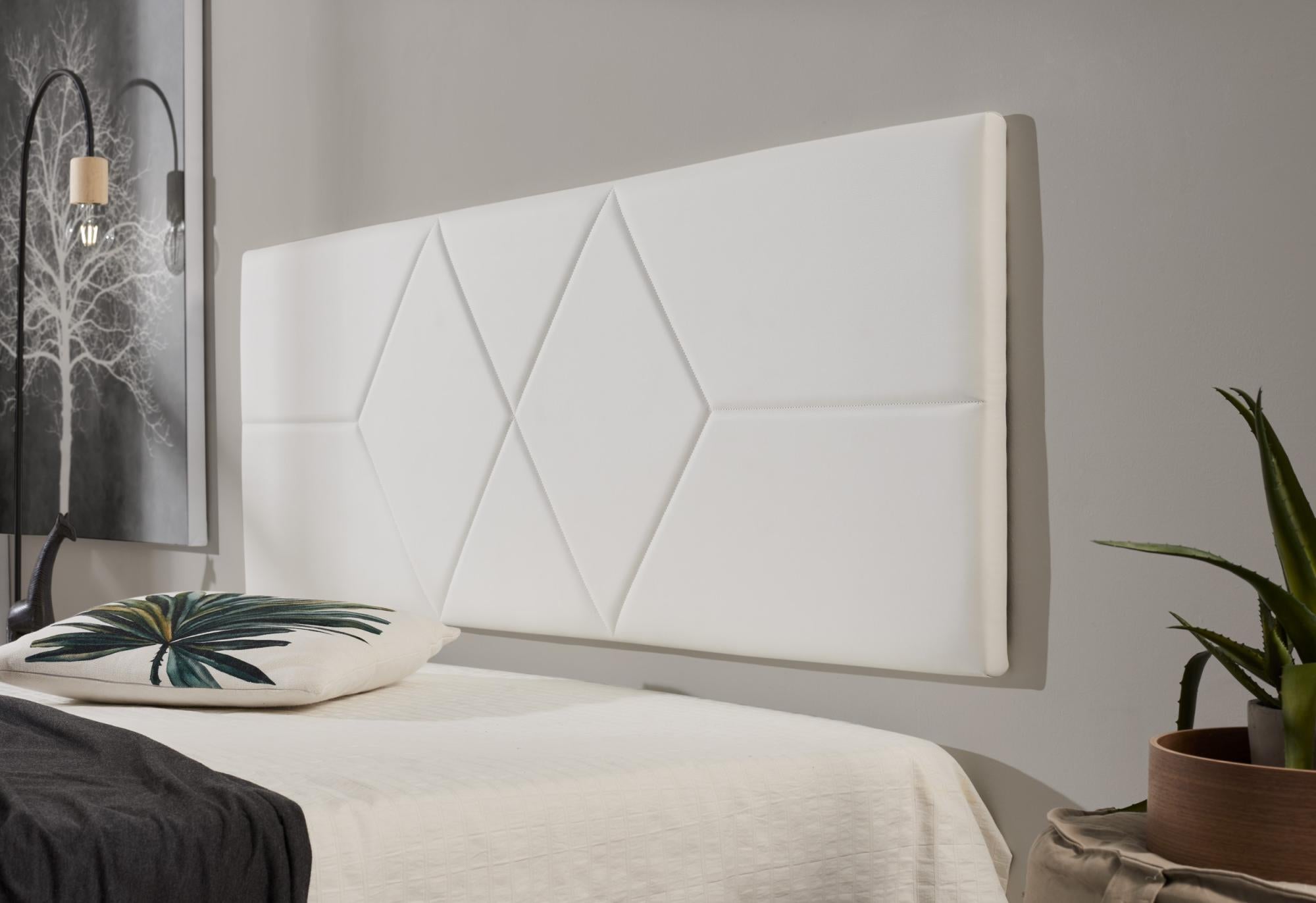 Testata Letto 160 Due Diamanti Ecopelle 162X57X5Cm Bianco | Leroy Merlin