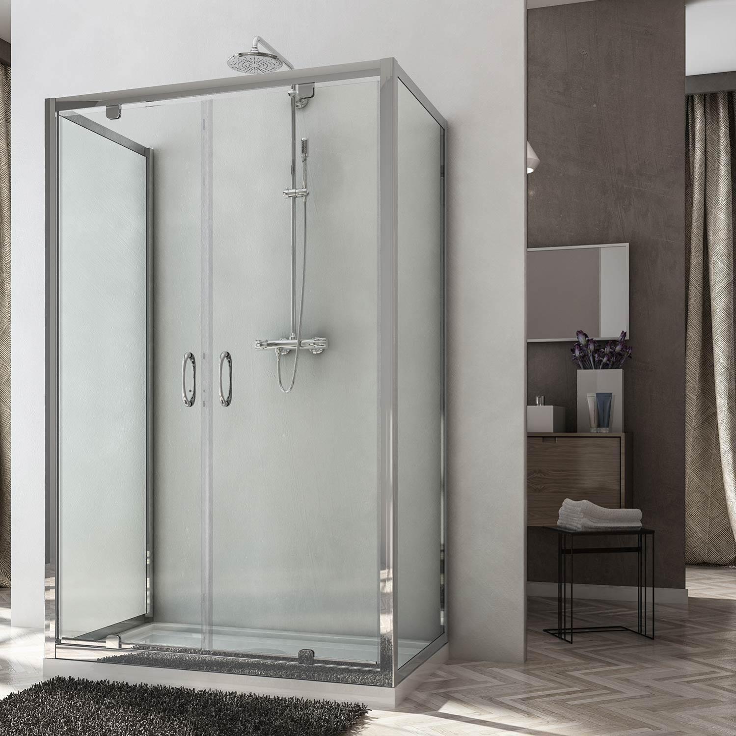 Box Doccia 3 Lati 90x90x90 cm 2 Ante Battenti in Cristallo Trasparente ...