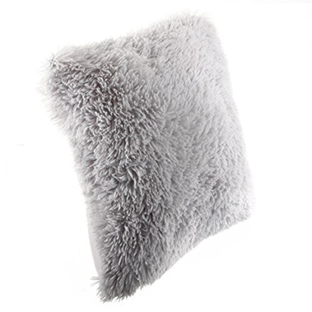 Coussin Imitation Fourrure Poil Long Gris, 40 X 40 Cm -pegane- | Leroy ...